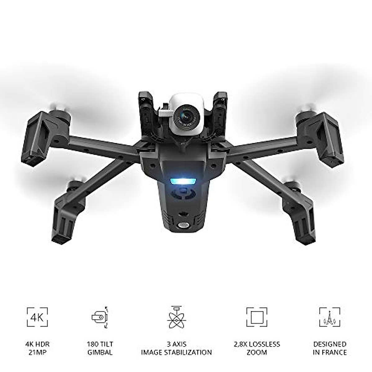 Parrot PF728000 ANAFI Drone, Foldable Quadcopter Drone with 4K HDR Camera, Compact, Silent & Autonomous, Realize your shots with a 180° vertical swivel camera, Dark Grey
