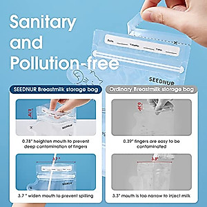 SEEDNUR Disposable Breastmilk Storage Bags Breastmilk Storaging Containers 7.8oz Nursing Bags 100 Counts