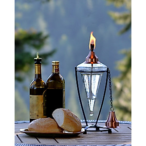 H Potter Outdoor Torch Tabletop Patio Garden Oil Lamp with Copper Top with Fiberglass Wick GAR516