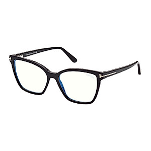 Eyeglasses Tom Ford FT 5812 -B 001 Shiny Black,"t" Logo/Blue Block Lenses