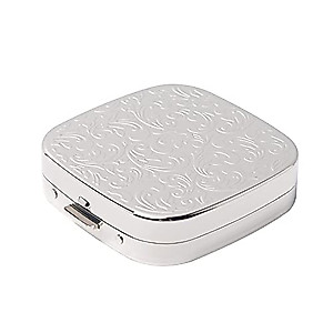 Portable Mini Metal Travel Medicine Box/3 Compartments (Square silver)