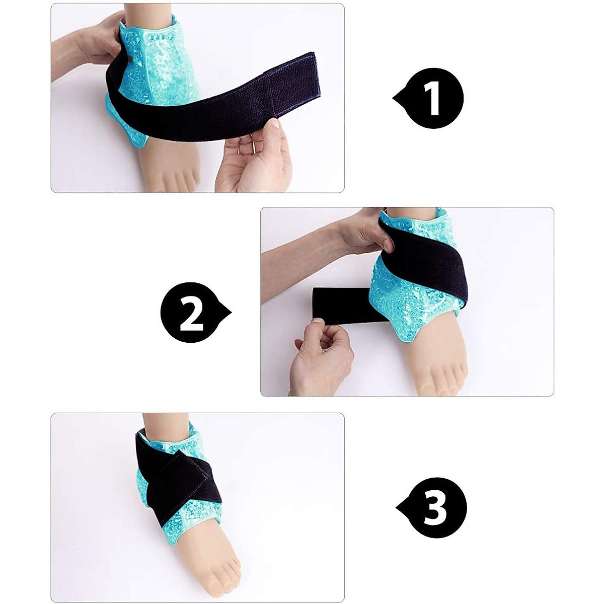 Ankle/Sport Foot Ice Therapy Wrap,Hot Cold Ice Gel Pack with Adjustable Brace for Sprained Ankles, Plantar Fasciitis, Achilles,tendonitis, and Swelling Feet,Microwaveable, Freezable and Reusable