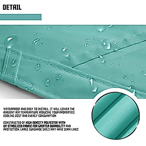 TANG Right?Triangle 14'x14'x20' Turquoise Terylene Waterproof Sun Shade Sail UV Resistant Canopy Awning Shelter Fabric for Patio Yard Lawn Garden Outdoor Activities - Customized Sizes
