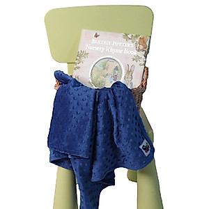 Reversible Unisex Children's Soft Baby Blanket Minky Dot (Navy/Navy)