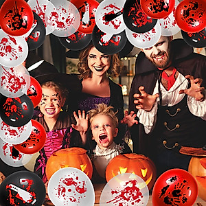 80 Pcs Halloween Balloons 12 Inch Blood Splatter Horror Movie Balloons Halloween Birthday Party Decorations Horror Themed Bloody Latex Balloons for Scary Halloween Supplies Decor, 4 Styles