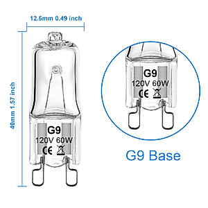 WeshLMPO G9 Bulb 60W G9 Halogen Light Bulbs 2 Pin for Range Hood Lights, Microwave Ovens, Bathroom Light Bulbs, Chandeliers 120V 2700K Warm White 12 Pack