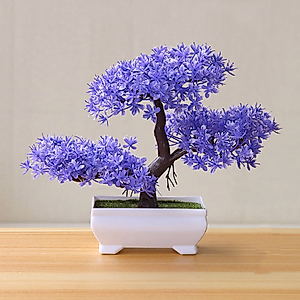 C-LARSS Bonsai Tree Nice-Looking Simulation Welcoming Pine Bonsai for Park Purple