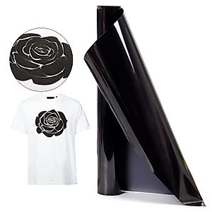 LOTOFUN Puff Vinyl Heat Transfer: 10"x4ft Black Color 3D Puff HTV Roll Puffy Heat Transfer Vinyl Rolls Foaming Iron-on Vinyl for Cricut T-Shirts Clothing