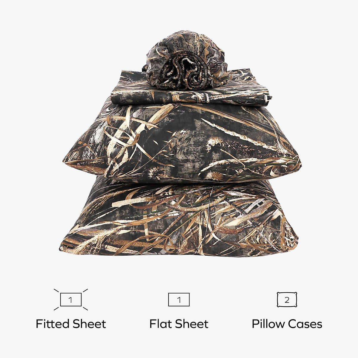 VISI-ONE Realtree Max-5 Camouflage Bed Sheets - 4 Piece Camo Bedding King - Premium Polycotton Hunting Sheet Set - Machine Washable Outdoor Bedding Set (King Size)
