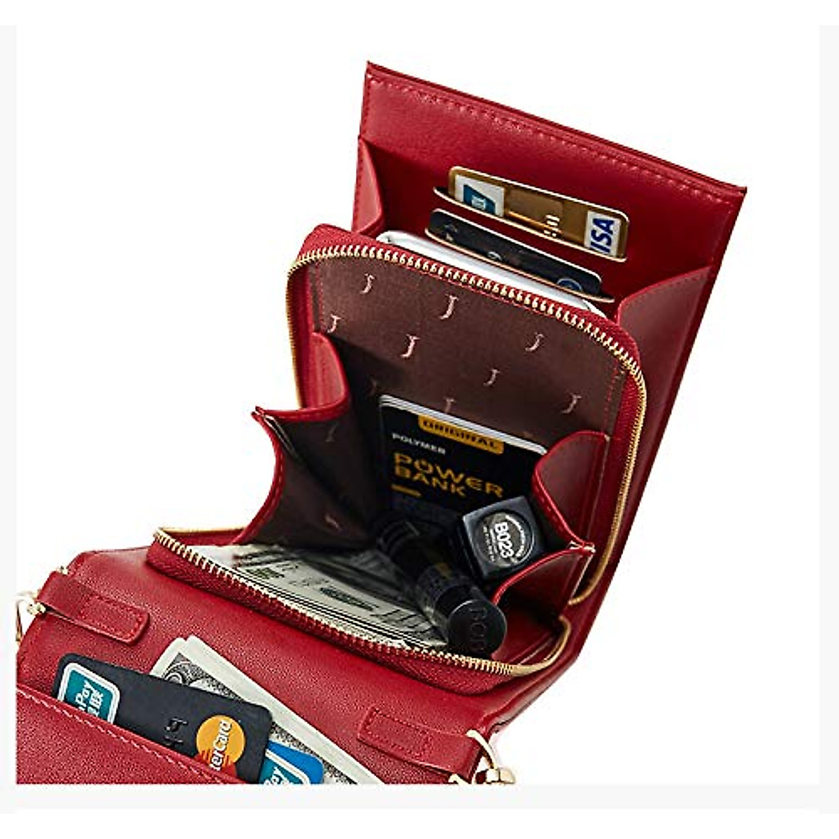 Hooshion Crossbody Cell Phone Purse for Women, Mini Shoulder Bag Wallet with Credit Card Slots (Pink)