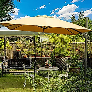 Sunnyglade 10x13Ft Cantilever Patio Umbrella Rectangular Deluxe Offset 360°Rotation & Integrated Tilting System Hanging Umbrella for Market Garden Deck Pool Backyard Patio (Tan)