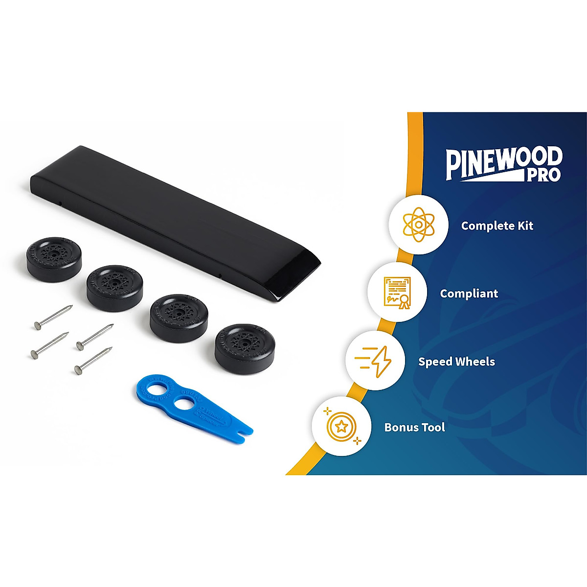 Pinewood Pro Pine Derby Car Kit with PRO Graphite - Painted and Weighted - Black Barracuda