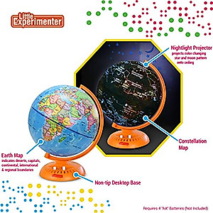 3-in-1 Light Up Globe for Kids - 8” Illuminated Star Map World Globes With Built-in Night Lamp Projector, And Stand - Learning & Educational Stem Toys, Gifts for Kids Ages 8 9 10 11 12 13+ Years Old