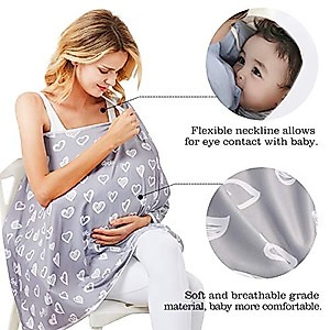 Kefee Kol Baby Nursing Cover & Nursing Poncho - Multi Use Cover for Baby Car Seat Canopy, Shopping Cart Cover, Stroller Cover, 360° Full Privacy Breastfeeding Coverage, Baby Shower Gifts for Boy&Girl