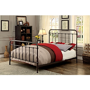 Furniture of America Overtown Metal Bed, California King, Dark Bronze