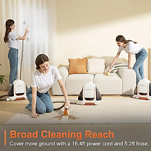 UWANT Portable Carpet & Upholstery Cleaner Machine, 12Kpa Strong Suction Small Handheld Cleaner, Lightweight Shampooer for Car, Auto Detailer, Pet Stains, Furniture, Couch, B100