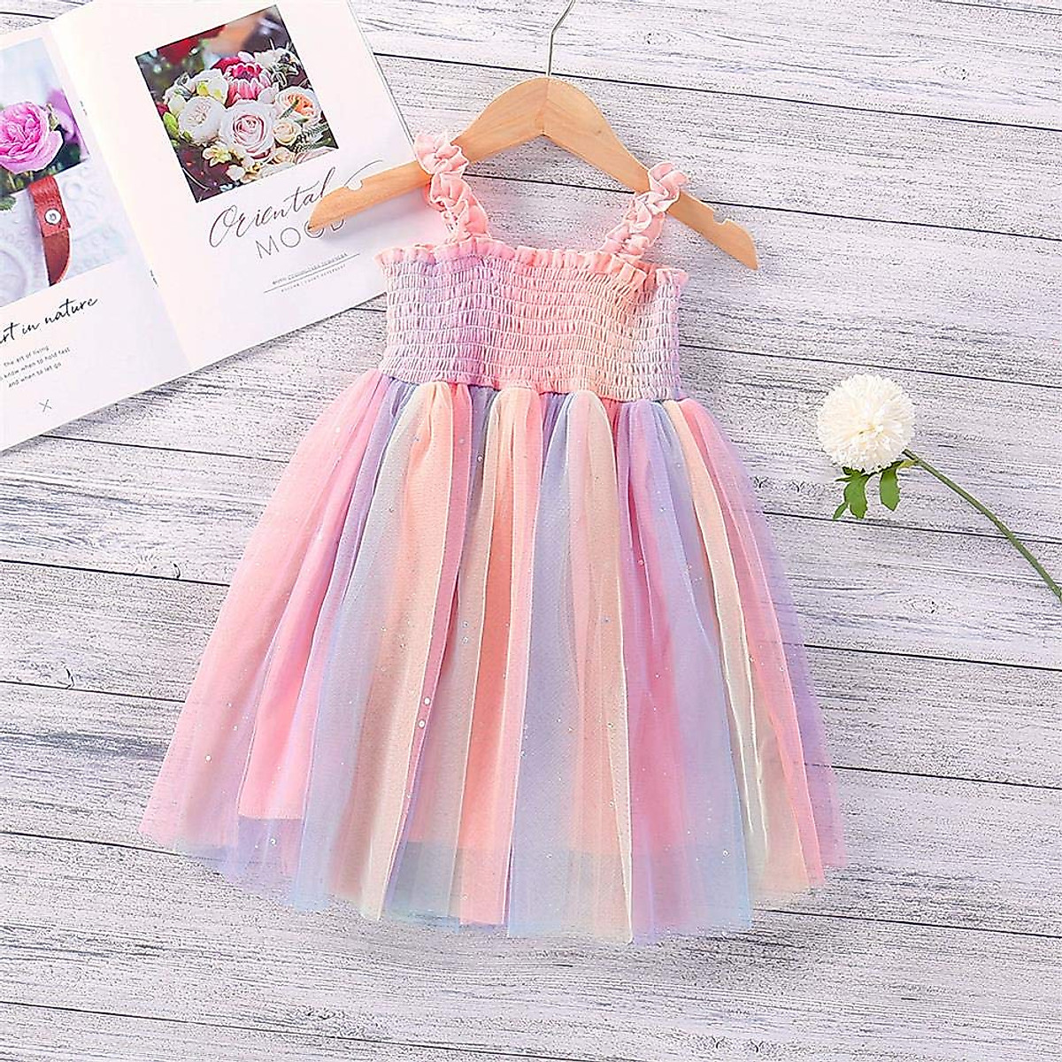 Baby Girls Tutu Dress Toddler Infant Sleeveless Layered Princess Tulle Dress Summer Beach Wedding Party Dresse (Multicolor, 4-5T)