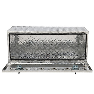 MOTORHOT 42" W x 18" H x 17" D Aluminum Truck Tool Box with Lock & Keys, Diamond Plate Truck Underbody Toolbox Trailer Pickup Truck Bed ATV RV Box Storage Organizer, Silver