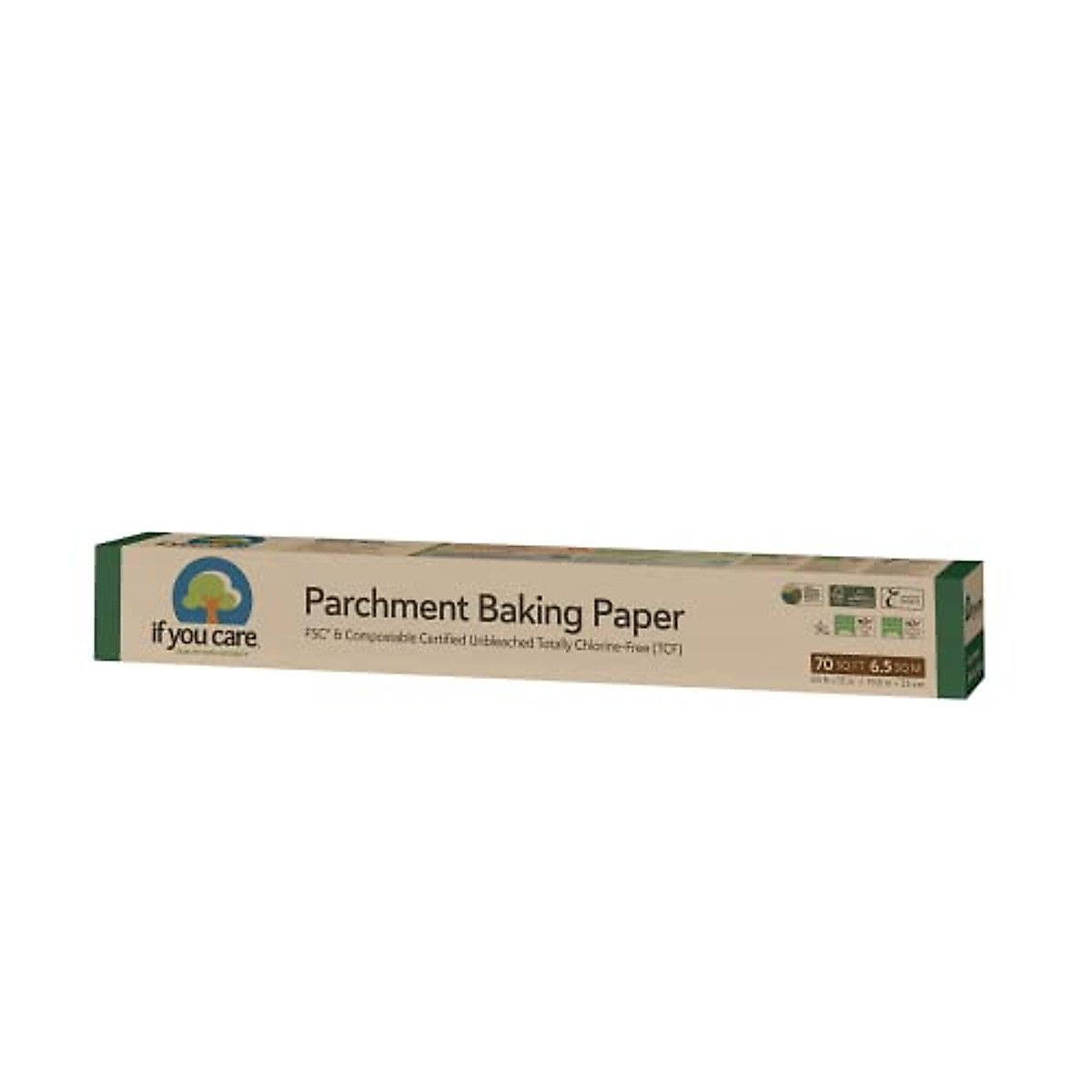 If You Care Parchment Baking Paper 70 Sq Ft Roll, Unbleached, Chlorine Free, Greaseproof, Silicone Coated, Standard Size, Fits 13 Inch Pans