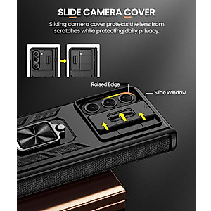 Upgraded for Galaxy Z Fold 5 Case, Samsung Fold 5 Case with Screen Protector, Kickstand Ring Holder, Slide Camera Cover and Hinge Protection - Shockproof for Z Fold 5 5G Phone - Black