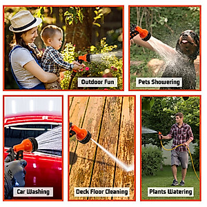 NEXCOVER Garden Hose Nozzle Sprayer - 7 Adjustable Watering Patterns Nozzle for Water Hose, Non-Slip Garden Spray Nozzle for Car Washing, Watering Plants, Pets Showering, Lawns Cleaning, Orange