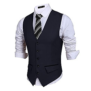 COOFANDY Men's Dress Vest Slim Fit Formal Dress Waistcoat Casual Business Wedding Suit Vest
