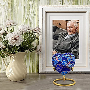 Butterfly Heart Keepsake Urn - Small Heart Cremation Urn with Stand & Box - Mini Blue Urn with Butterflies - Honor Your Loved One with Blue Butterfly Urn Heart Shaped - Heart Urn for Adults & Infants