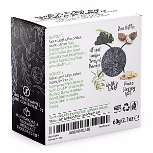 BAMBOEARTH Solid Shampoo Bar And Conditioner Effect Hair Soap – 100% Organic Shampoo Bars For Hair With All Natural Plant Based Essential Oils And Zero Waste Biodegradable Packaging (Bamboo Charcoal)