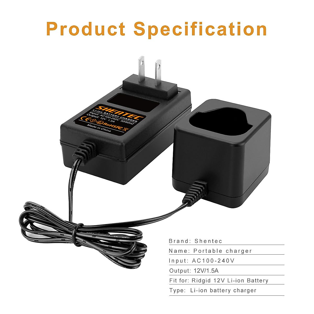 Shentec 12V Lithium Battery Charger Compatible with Ridgid 12V R82059 AC82059 AC82049 130220001 Li-ion Battery