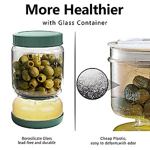 WhiteRhino Glass Pickle Jar,34oz Olive Hourglass Jar with Strainer,Airtight Glass Jar Pickle Juice Separator Jar Pickle Flip Jar for Gherkin Jalapeno