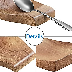Wooden Spoon Rest For Kitchen Counter, 4.7×4.5 Inch, Natural Acacia Wood Spoon Holder For Stove Top or Counter Top, Perfect for Placing Kitchen Utensils, Ladle, cooking spoons, Spatula, Tongs & More