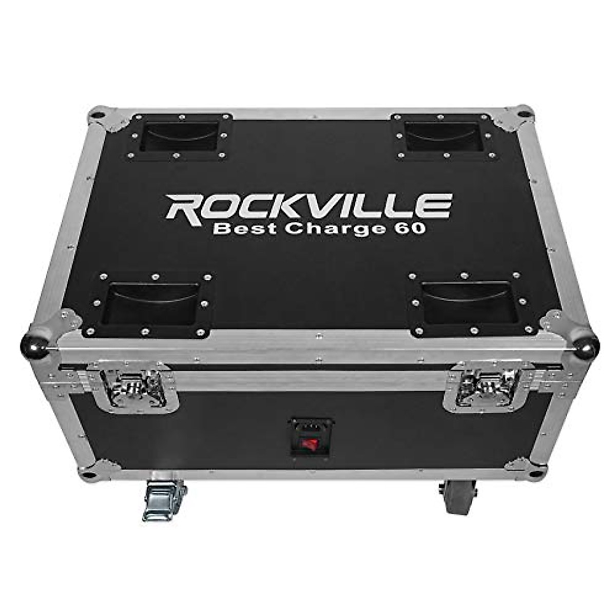 Rockville Best Pack 60 Black (6) Battery Wash Lights+Wireless DMX+Charging Case