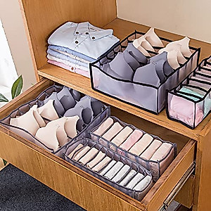 BlackeEight Foldable Underwear Drawer Organizer,6/7/11 Grid Mesh Nylon Closet Clothes Dividers Dresser Compartments for Bras Socks Underpants Panties and Ties (Black Panties Style)