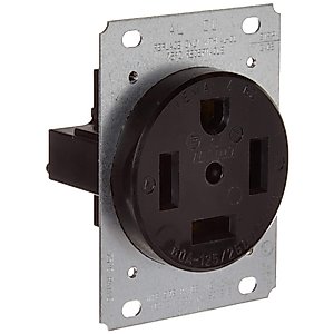 Leviton 9460 60 Amp, 125/250 Volt, Flush Mounting, Receptacle, Straight Blade, Industrial Grade, Grounding, Black