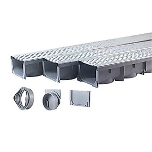 Drainage Trench - Channel Drain With Galvanized Steel Grate - 3 x 39" - (117" Total Length)