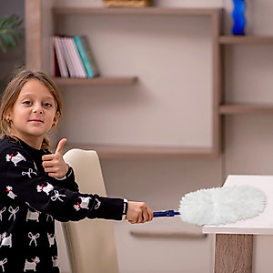 Peryiter 100 Pcs Duster Refills Kits Disposable Replacement with 2 Handle Duster, White Duster Refills Disposable Electrostatic Duster Extender Handle for Home Office Ceiling Fans Furniture