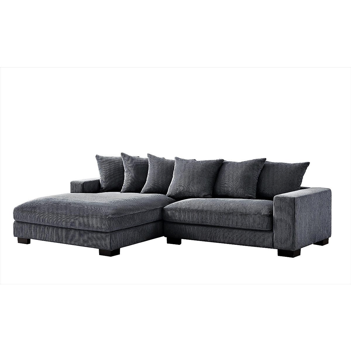 Container Furniture Direct Luxe Oversized Two-Piece Sectional Couches for Living Room, 102.4-Inch L Shaped Sofa with Chaise, Upholstered with Corduroy Fabric, Gray - Left Facing