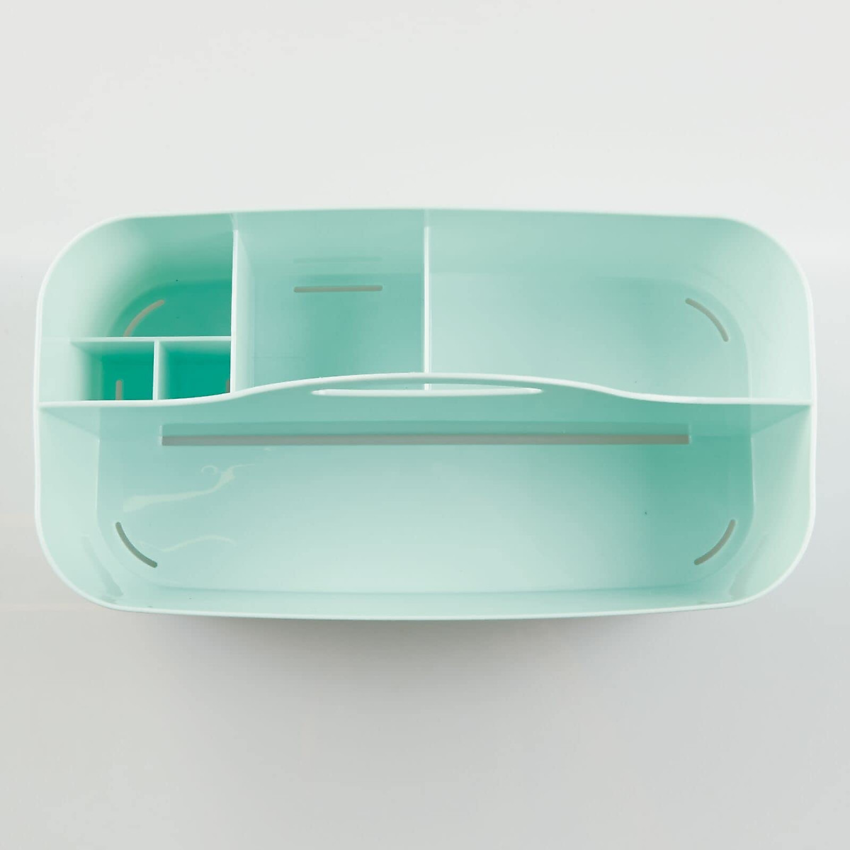 mDesign Plastic Portable Nursery Storage Organizer Caddy Tote - Divided Basket Bin with Handle - Holds Bottles, Spoons, Bibs, Pacifiers, Diapers, Wipes, Baby Lotion - Lumiere Collection - Mint Green