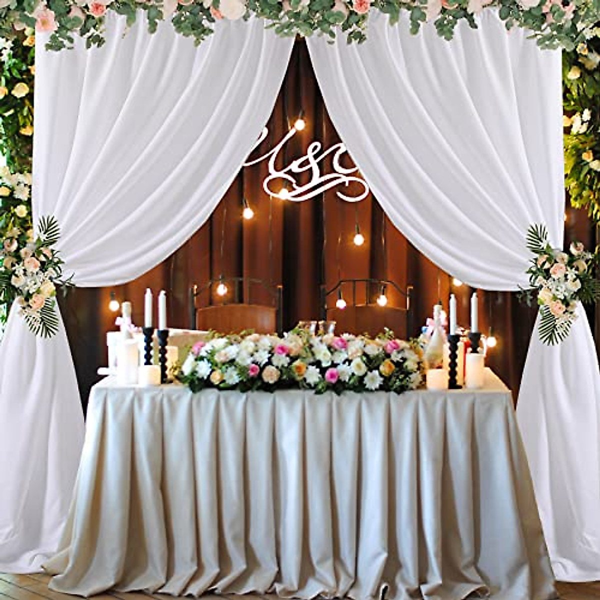 10ft x 10ft White Backdrop Curtain Panels for Parties, Wrinkle Resistant Polyester Wedding Backdrop Drapes for Party Birthday Backdrop Photography Home Decorations