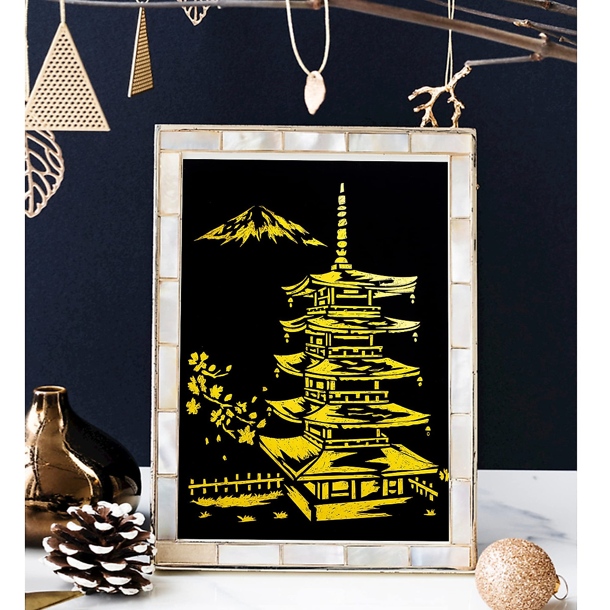 Floral Guard Scratch Paper Arts & Crafts for Kids-15PCS Scratch Paper Off Set Arts & Crafts Supplies Kits with 10 Wooden Stylus and 5 Stencils for Girls Boys DIY Party Games Christmas Birthday Gift