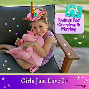 Unicorn Gifts For Girls In A Surprise Box With A Unicorn Plush,Unicorn Backpack, Unicorn Necklace,Unicorn Headband And Greeting Card,Kids Toys,Birthday Girl Present Set Stuffed Animal,Toddler Baby Bag