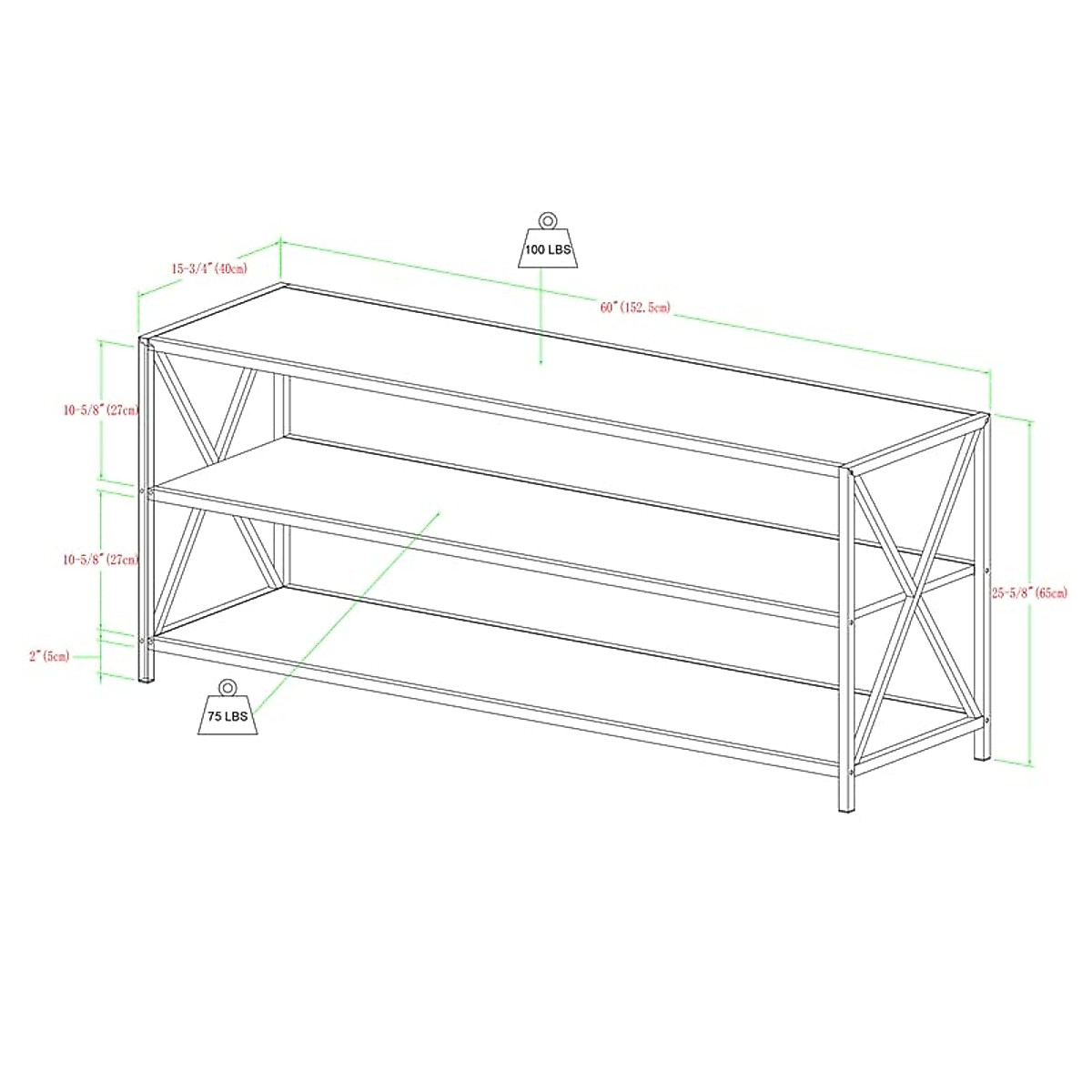 Walker Edison 2 Shelf Industrial Wood Metal Bookcase Tall Bookshelf Storage Home Office, 60 Inch, Rustic Oak