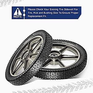 MaxAuto 14 x 1.75" Spoked Plastic Wheel with Tire, Black,2 Pack, 1.75" Offset Hub Length,1/2" inside Bearing