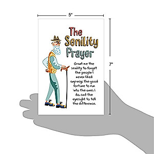 NobleWorks - 1 Funny Happy Birthday Notecard - Old Man Humor Greeting Card with Envelope - Man's Senility Prayer C9348BDG