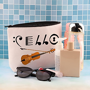 BDPWSS Cello Gift Cello Player Gift Cello Music Note Makeup Bag Funny Cello Cellist Orchestra Musician Zipper Travel Pouch (Cello note bag)
