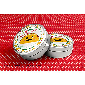 “I Like You More Than Tacos” Taco-Themed Valentine Party Favor Sticker Labels, 40 2" Party Circle Stickers by AmandaCreation, Great for Classroom Valentines, Envelope Seals, Gifts & Treats