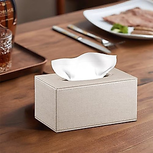 BLIENCE Tissue Box Cover Rectangular, PU Leather Tissue Box Holder, Elegant Napkin Holder Pumping Paper Tissue Dispenser for Home Office Car Desk Bathroom Vanity Countertop, Night Stand Decoration