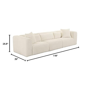 Tov Furniture Tarra Fluffy Oversized Cream Corduroy Modular Sofa