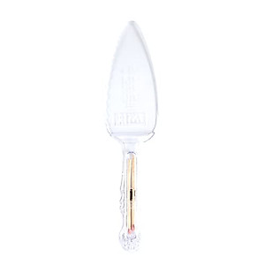 Restaurantware Pastry Tek 9.4 x 2.2 Inch Cake Server With Matches 1 Serrated Edge Dessert Server - Sliding Storage Compartment Disposable Clear Plastic Pie Server Matches Included
