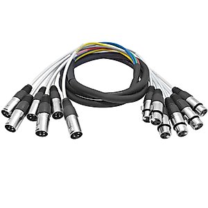 Seismic Audio - SARLX-6x6-6 Channel XLR Colored Mutil-Patch Snake Cable 6 Feet - Shielded Audio Frequency Control Cable Snake 6'